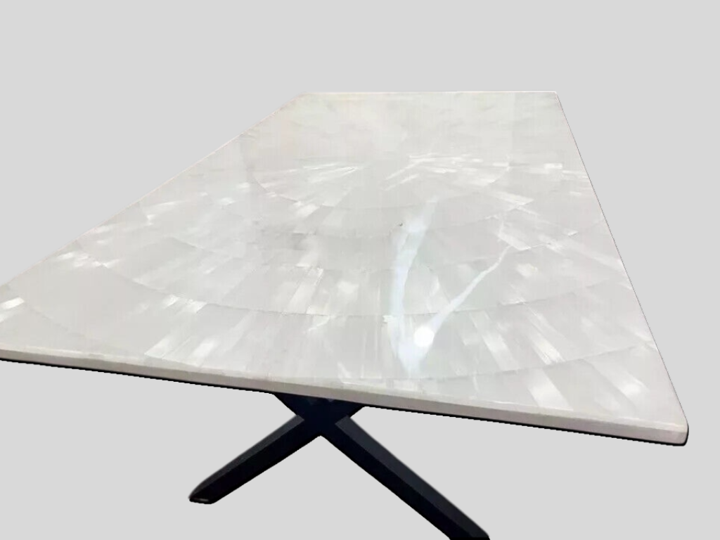 Rectangular Selenite Top Dining Table Handmade Mid Century Modern ...